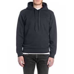 Kapuzensweatshirt Replay, Herren, Gr. XXL, blau (night blau), Sweatware, Obermaterial: 80% Baumwolle, 20% Polyester, unifarben, regular fit normal, Rundhals, angesetztes Bündchen, Sweatshirts
