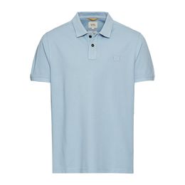 Poloshirt Camel Active, Herren, Gr. 3XL, blau (smoke blau), Web, Obermaterial: 100% Baumwolle, unifarben, regular fit hüftbedeckend, Rundhals, Shirts, mit Logo-Stickerei