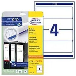 Avery Zweckform ultragrip Ordneretiketten L6061-25 Selbsthaftend DIN A4 Weiß 5,9 x 19,2 cm 30 Blatt à 4 Etiketten