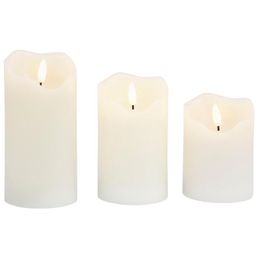 Bonetti LED Dekolicht &raquo;Weihnachtsdeko, 3er Set&laquo; 3 Stk. Warmwei&szlig; LED-Kerze mit 3D Flamme und Timer Cremefarben