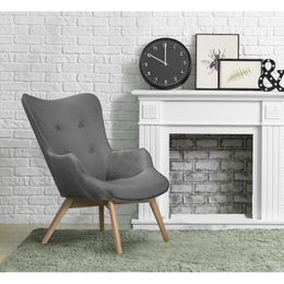 Home Affaire Sessel &raquo;Nicko&laquo; wahlweise mit und ohne Hocker grau 100% Polyester