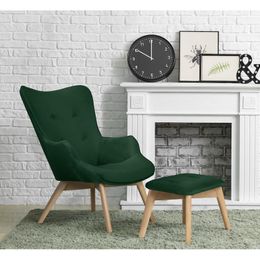 Home Affaire Sessel &raquo;Nicko&laquo; wahlweise mit und ohne Hocker gr&uuml;n 100% Polyester