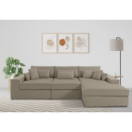 OTTO home Ecksofa &raquo;Enid L-Form&laquo; 3 Teile, bestehend aus Modulen, in vielen Bez&uuml;gen, auch in Breitcord grau Baumwollmix (60% Baumwolle/40% Leinen);