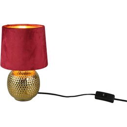 REALITY LEUCHTEN Schreibtischlampe »Sophia« E14 1 Stk. Nachttischlampe, Keramik Fuß mit Samtschirm rot gold