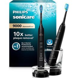 PHILIPS SONICARE Elektrische Zahnbürste »HX9914« 2 Stk. Aufsteckbürsten DiamondClean Premium Schallzahnbürste, Doppelpack inkl. Ladeglas schwarz...