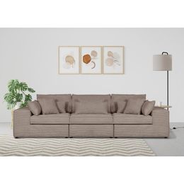 OTTO home 3-Sitzer &raquo;Florid&laquo; 3 Teile, bestehend aus Modulen, viele Bezugsqualit&auml;ten, auch in Cord grau Baumwollmix (60% Baumwolle/40% Leinen);Struktur 