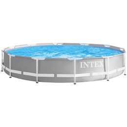 Intex Framepool »Prism Frame Premium Pool« ØxH: 366x76 cm, mit Kartuschenfilteranlage grau/blau/weiß Ø/B/H/L: 366 cm x Breite x Höhe 76 cm x Länge