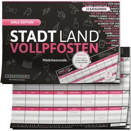 DENKRIESEN Spiel »Stadt Land Vollpfosten, Girls Edition Mädchenrunde A4 Block« Made in Germany bunt