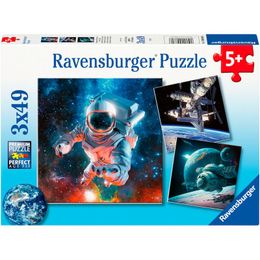 Ravensburger Puzzle »Abenteuer Weltraum« 3 x 49 Teile; Made in Europe bunt