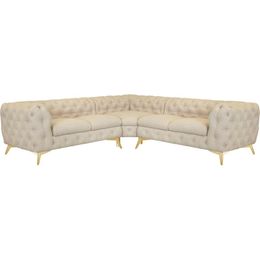 Home Affaire Chesterfield-Sofa »Ecksofa GLYNIS L-Form mit Wellenunterfederung, Maße B/T/H 264/264/75cm« aufwändige Knopfheftung, moderne...