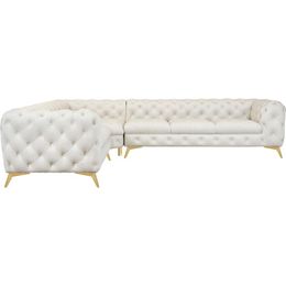 Home Affaire Chesterfield-Sofa &raquo;Ecksofa GLYNIS L-Form mit Wellenunterfederung, Ma&szlig;e B/T/H 323/264/75cm&laquo; aufw&auml;ndige Knopfheftung, moderne Chesterfield 