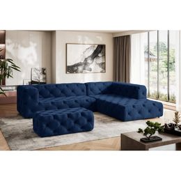 Home Affaire Ecksofa »FOLLINA« L-Form, mit klassischer Chesterfield-Knopfheftung dunkelblau