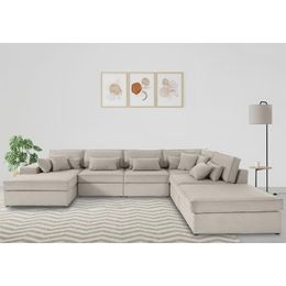 OTTO home Wohnlandschaft &raquo;Florid U-Form&laquo; 6 Teile, bestehend aus Modulen, viele Bezugsqualit&auml;ten, auch in Cord beige Baumwollmix (60% Baumwolle/40% 