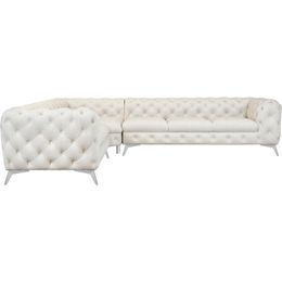 Home Affaire Chesterfield-Sofa »Ecksofa GLYNIS L-Form mit Wellenunterfederung, Maße B/T/H 323/264/75cm« aufwändige Knopfheftung, moderne...