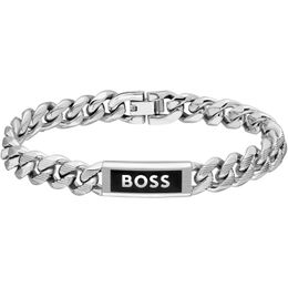 BOSS Armband »KASSY EMBLEM« mit Emaille edelstahlfarben-schwarz M BOSS Schmuck - Herrengliederarmband