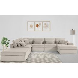 OTTO home Wohnlandschaft &raquo;Florid U-Form&laquo; 6 Teile, bestehend aus Modulen, viele Bezugsqualit&auml;ten, auch in Cord beige Baumwollmix (60% Baumwolle/40% 