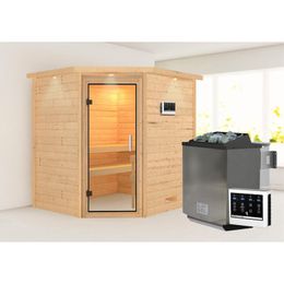 Karibu Sauna »Mia (Fronteinstieg)« Ofen 9 kW Bio externe Strg easy naturbelassen