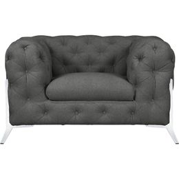 Home Affaire Chesterfield-Sessel &raquo;Amaury Sessel&laquo; aufw&auml;ndige Knopfheftung, moderne Chesterfield Optik, Fu&szlig;farbe w&auml;hlbar grau Struktur (100% Polyester9;