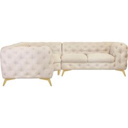 Home Affaire Chesterfield-Sofa &raquo;Ecksofa GLYNIS L-Form mit Wellenunterfederung, Ma&szlig;e B/T/H 264/204/75cm&laquo; aufw&auml;ndige Knopfheftung, moderne Chesterfield 