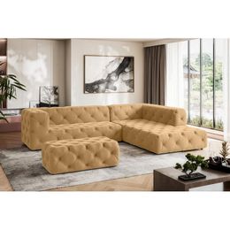 Home Affaire Ecksofa &raquo;FOLLINA&laquo; L-Form, mit klassischer Chesterfield-Knopfheftung gold 100% Polyester