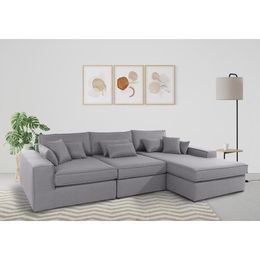 OTTO home Ecksofa &raquo;Enid L-Form&laquo; 3 Teile, bestehend aus Modulen, in vielen Bez&uuml;gen, auch in Breitcord grau Baumwollmix (60% Baumwolle/40% Leinen);