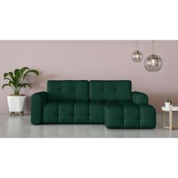 OTTO HOME Ecksofa »Manilla, wahlweise mit Bettfunktion, B/T/H 265/170/91 cm« L-Form mit Recamiere rechts/links bestellbar, Wellenunterfederung grün