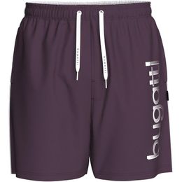 Bugatti Badeshorts »Giovanni« mit großem Logoprint auf dem linken Bein plum S - N-Gr N-Gr S Badeshorts Bugatti mit Logo-Schriftzug