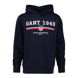 Gant Kapuzensweatshirt »GRAPHIC HOODIE«, Rippbündchen, Print, regular fit EVENING BLUE M M Hoodie von Gant