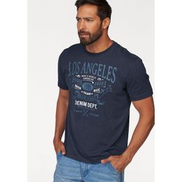 MAN'S WORLD Man's World Herren T-Shirt Kurzarm, mit Print, Rundhalsausschnitt, aus Baumwolle blau XL (56/58)