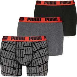 Puma Boxershorts »MEN LOGO PRINT BOXERS 3P ECOM« 3er Pack Black / Fierce Red L L