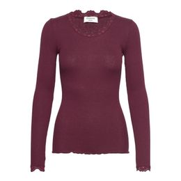 rosemunde Longsleeve &raquo;Babette silk shirt&laquo; Langarm, mit Spitze, feminin, bequem, Seide- /Baumwollmischung beere XS XS Spitzentop von rosemunde