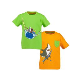 Blue Seven 2er Set: Shirts in Gr&uuml;n/ Orange - 70% | Gr&ouml;&szlig;e 104 | Kinder-oberteile