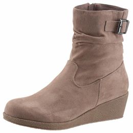 Citywalk CITY WALK Stiefelette mit Raffungen am slouchy Schaft taupe 39 39 Klassische Keilstiefelette mit modischen Raffungen am Schaft