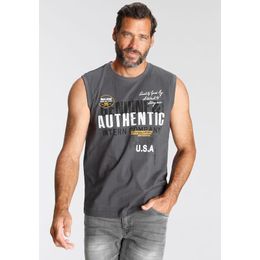 MAN'S WORLD Man's World Herren Muscleshirt ohne &Auml;rmel, bedruckt, Rundhalsausschnitt, aus Baumwolle grau M (48/50)