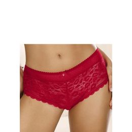 VIVANCE BY LASCANA Panty rot Gr. 48/50 f&uuml;r Damen. Mit Schmuckelement, Schleife, Spitze. Figurbetont. Nachhaltig.