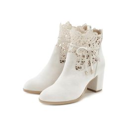 Lascana High-Heel-Stiefelette beige Gr. 42 f&uuml;r Damen. Mit Spitze
