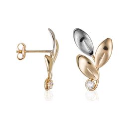 OR ÉCLAT Gold-/ Weißgold-Ohrstecker "Duo petals" - 87% | Schmuck