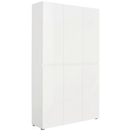 Schuhschrank, Wei&szlig;, Holzwerkstoff, 20 F&auml;cher, 120x200x34 cm, Garderobe, Schuhaufbewahrung, Schuhschr&auml;nke