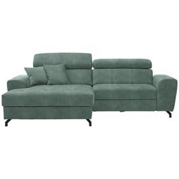 CARRYHOME Ecksofa, Mintgr&uuml;n, Textil, 3-Sitzer, F&uuml;llung: Schaumstoff, Ottomane links, L-Form, 267x181 cm, Stoffauswahl, Liegefunktion, seitenverkehrt erh&auml;ltlich, R&uuml;cken echt, Wohnzimmer, Sofas & Couches, Wohnlandschaften, Ecksofas