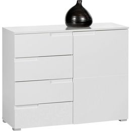 CARRYHOME Kommode Spice, Wei&szlig;, Wei&szlig; Hochglanz, Holzwerkstoff, 1 F&auml;cher, 4 Schublade(n) Schubladen, 100x80x40 cm, Beim&ouml;bel erh&auml;ltlich, Wohnzimmer, Kommoden & Sideboards, Kommoden