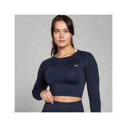 MP Damen Shape Nahtloses Langarm-Crop-Top &mdash; Navy - S