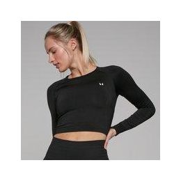 MP Damen Shape Nahtloses Langarm-Crop-Top &mdash; Schwarz - XL