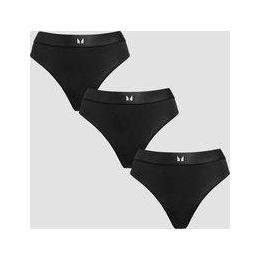 MP Women's Mid Rise Thong (3 Pack) - Black - S