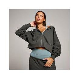 MP Damen TeMPo Crop-Kapuzenpulli mit Durchgehendem Rei&szlig;verschluss &ndash; Nachtgrau - L