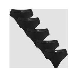 MP Women's Mid Rise Thong (5 Pack) - Black - L