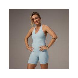 MP X Tatiana Shorts-All-In-One mit kontrastierendem Neckholder-Ausschnitt &ndash; Helles Aqua - M