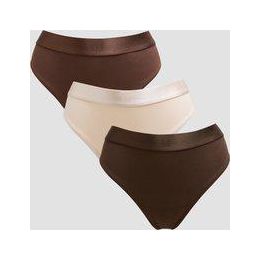 Myprotein MP Damen Tanga mit Mittelhohem Bund (3er-Packung) &ndash; Dunkle Schokolade/Braun/Warmes Cremewei&szlig; - XS