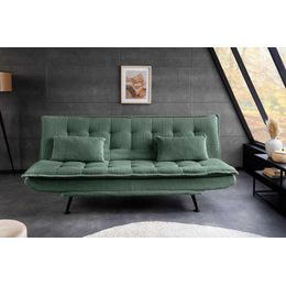 Riess Ambiente Modernes Schlafsofa JAZZ 195cm grün Cord 3-Sitzer Couch Riess-Ambiente Wohnzimmer