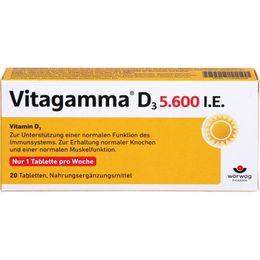 W&Ouml;RWAG PHARMA Vitagamma D3 5.600 I.E .Vitamin D3 Nem Tabletten 20 St