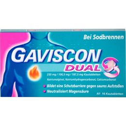 Reckitt Benckiser Deutschland GmbH Gaviscon Dual 250mg/106,5mg/187,5mg Kautabletten 16 St